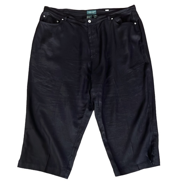 Lauren Ralph Lauren | Pants & Jumpsuits | Lauren Ralph Lauren Black Womens Linen Wide Leg Capri ...